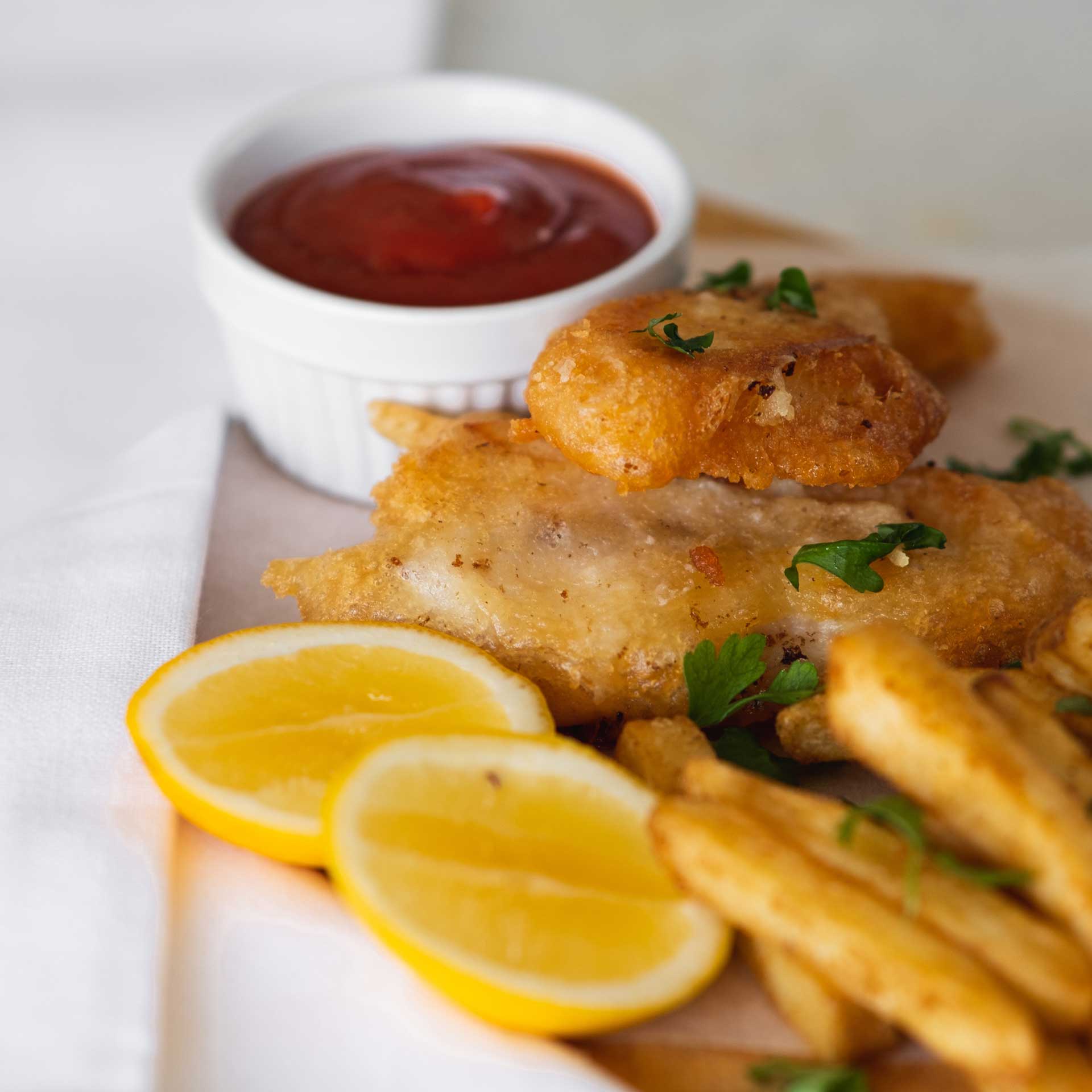 Battered Fish with Lemon Butter Sauce - The Gourmet Warehouse